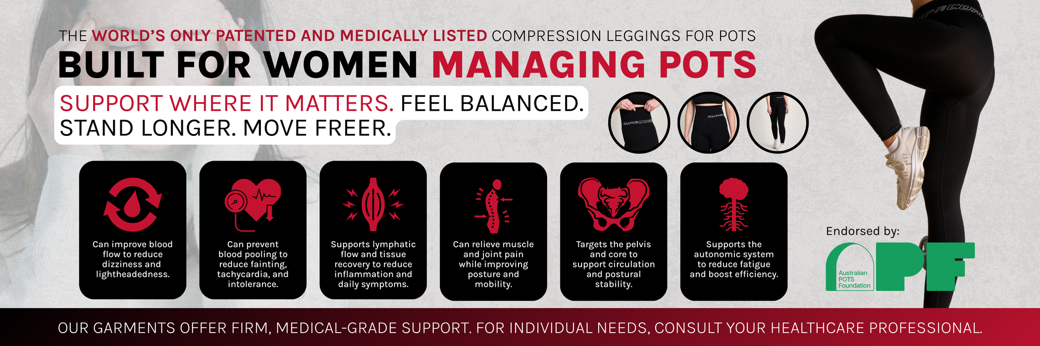 Women's POTS patented medical grade compression leggings and shorts ...